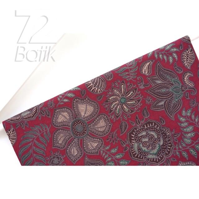 Jual KAIN BATIK PREMIUM BAHAN KATUN MOTIF KEMBANG WARNA MERAH MARUN ...