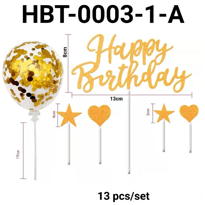 Jual GR-HBT-0003 Cake topper hiasan kue kertas happy birthday balon ...