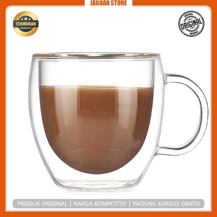 Jual One Two Cups Cangkir Kopi Anti Panas Double-Wall Glass Round 160ml - Kab. Indramayu ...