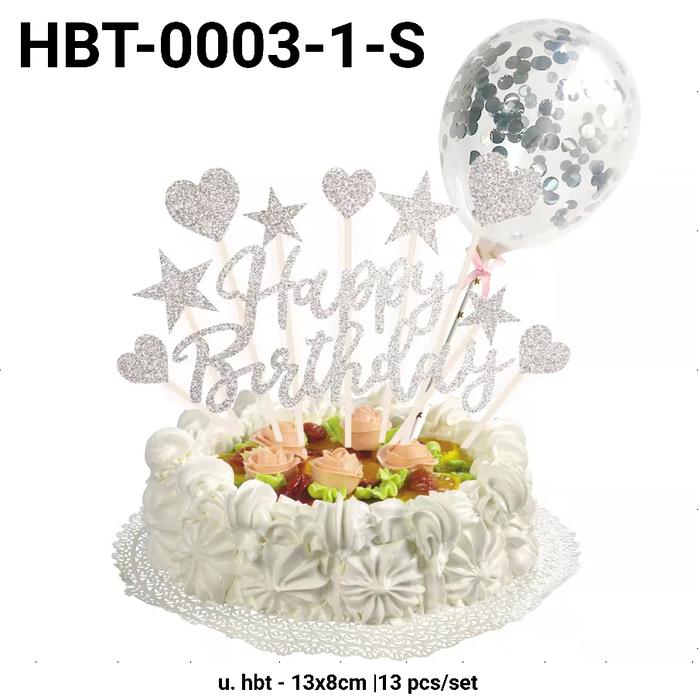 Jual GR-HBT-0003 Cake topper hiasan kue kertas happy birthday balon ...