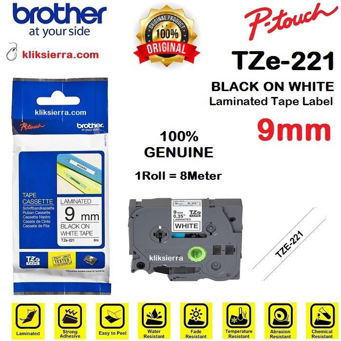 Jual BROTHER TZe-221 9mm PTouch Tape Label TZe221 Black CARTIDGE TINTA ...