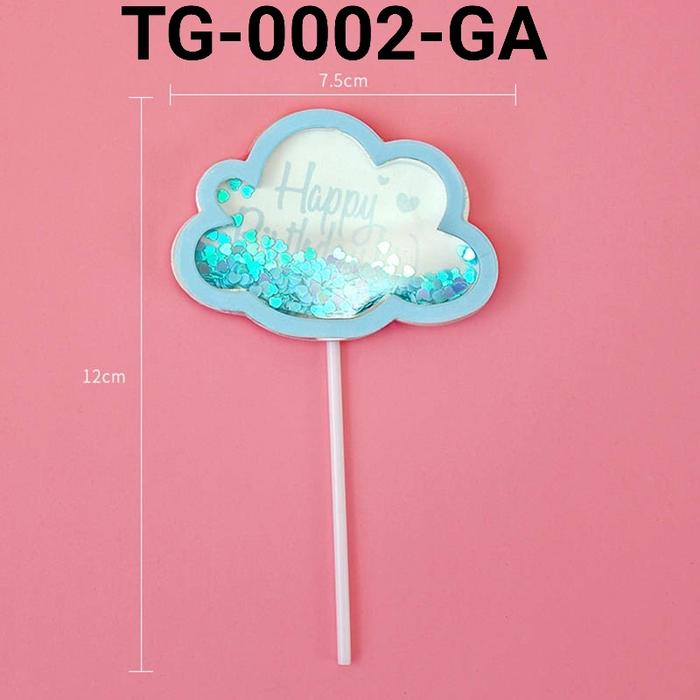 Jual GR-TG-0002 Cake topper hiasan kue bulan bintang awan glitter pink biru - TG-0002-IB ...