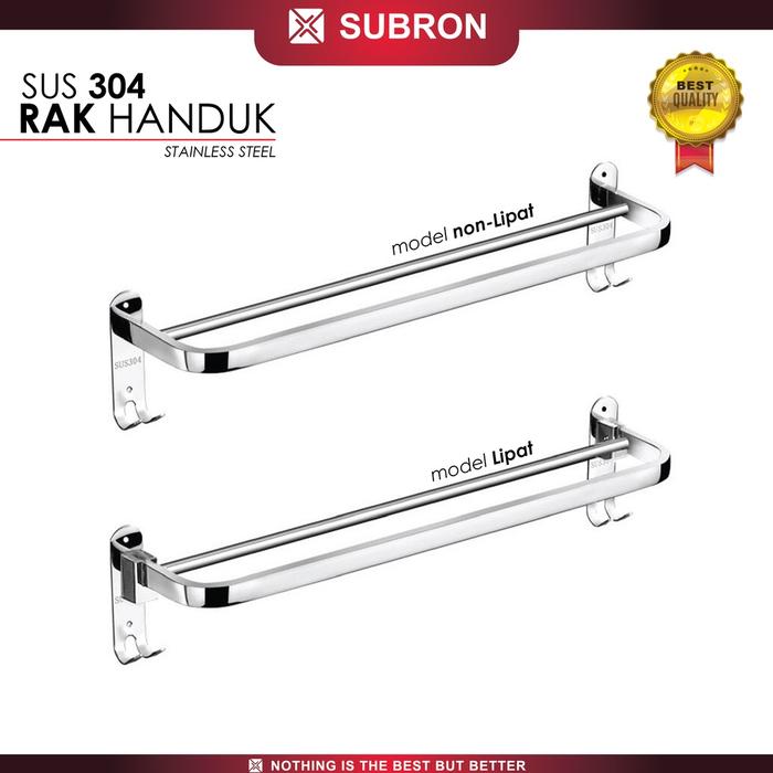 Promo SUBRON SUS 304 Rak handuk stainless steel 60cm 2 Baris Lipat Non ...