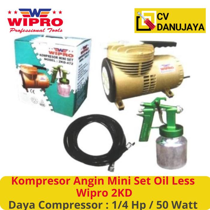 Jual Kompresor Angin Compressor Udara Kecil Mini Set Oil Less Wipro 2KD ...