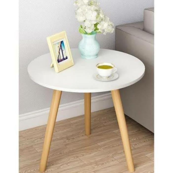 Jual Meja bulat Round table diameter 45 cm sofa stoll bulat jamur putih ...