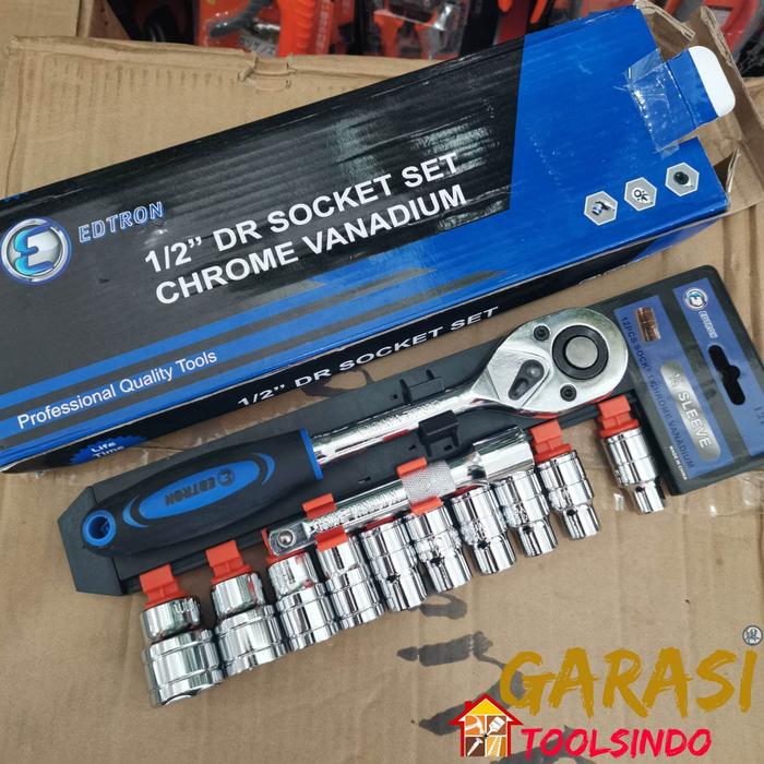 Jual KUNCI SOK SET 12 PCS 1/2" EDTRON KUNCI SOK RATCHET BESAR SET ...