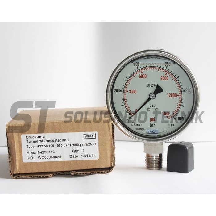 Jual Wika Pressure Gauge Tipe 232.50.100 Range 1000 bar / 15000 psi ...