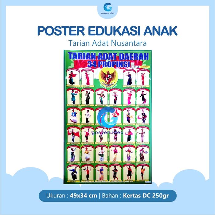 Jual New Poster Pendidikan Anak Belajar Tarian Adat Nusantara Indonesia ...