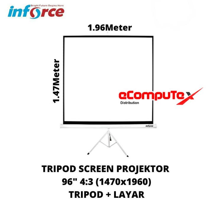 Jual LAYAR PROYEKTOR INFORCE 96'' / TRIPOD SCREEN PROJECTOR 96 INCH 4:3 ...