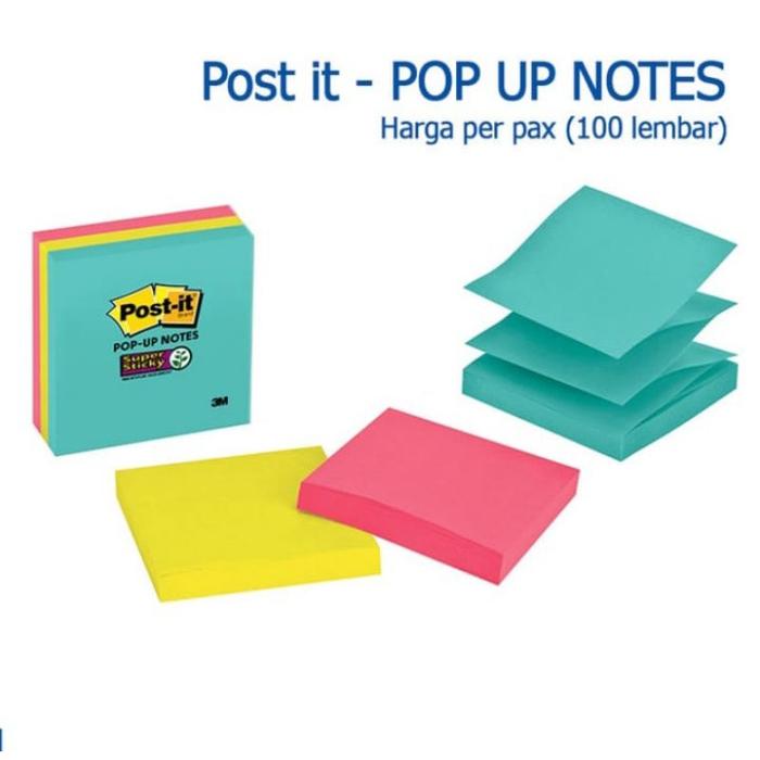 Jual (T)erpopule(R) 3M post it refill pop up colours isi 100 lembar ...