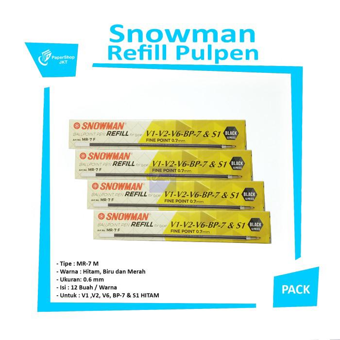 Jual Refill Pulpen / Isi Ulang Ballpoint Snowman V1,V2,V6,BP-7 & S1 ...