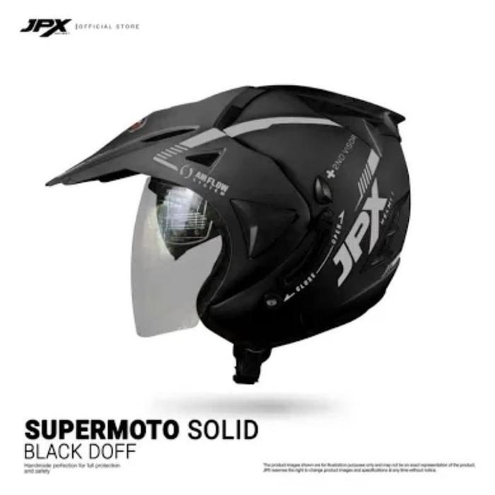 Jual HELM JPX SUPERMOTO cros motor kepala DOUBLE VISOR HALF FACE trail ...