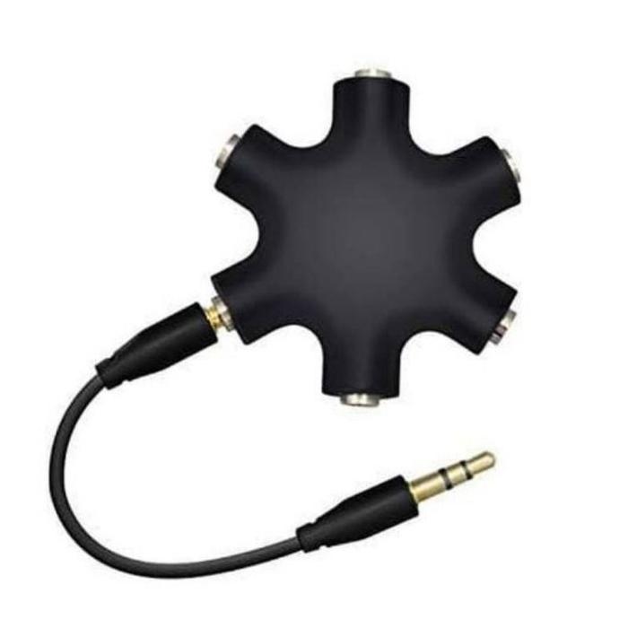 Jual Jack 6 way Ports male to 5 female SPLITTER AUDIO 6 IN 1 Aux 3.5mm ...