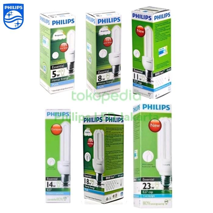 Jual Lampu Philips Essential 5W 8W 11W 14W 18W 23W Watt Putih Cool ...