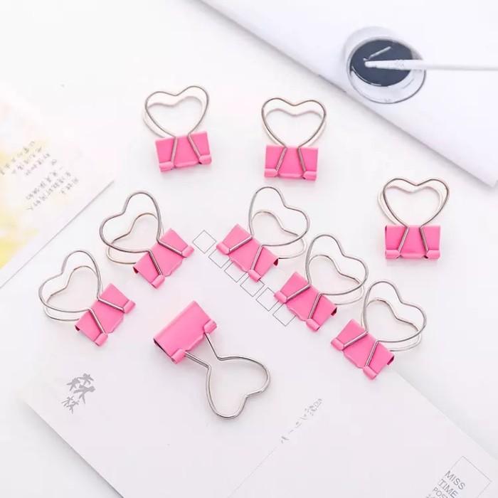 Jual Cute Binder Mini Clip Pink Love Office Stationery 3 pieces/bag ...