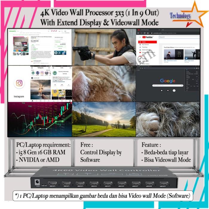 Jual 4K HDMI Extend Display+Video Wall Processor Controller 3x3 (1 PC 9 ...