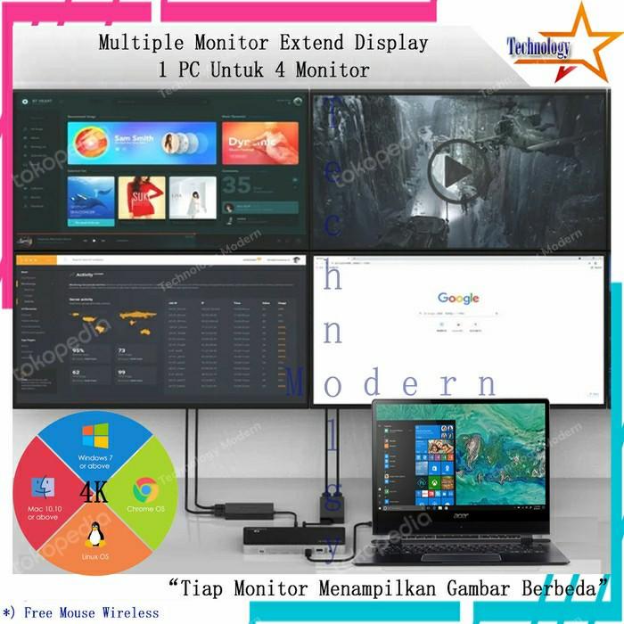 Jual HDMI Extend 4 Monitor Display (Tampil Beda- Beda) USB 3.0 Multiview 4K - Jakarta Pusat ...