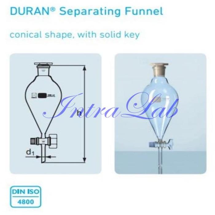 Jual Separating Funnel Conical Glass Key 100mL 242942409 Duran IntraLab ...