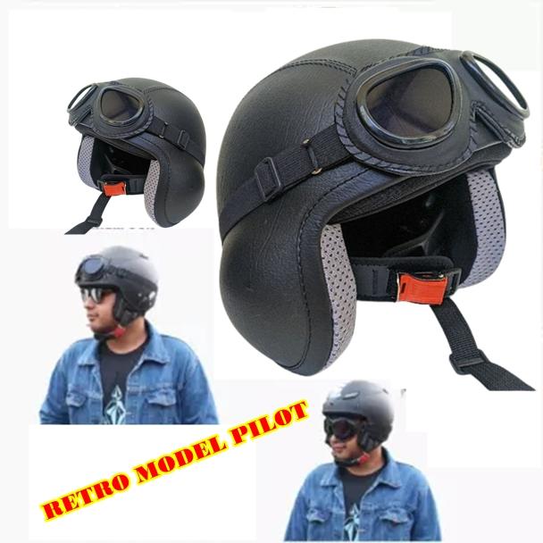 Jual HELM RETRO MODEL PILOT BOGO PILOT DEWASA SNI FULL KULIT - Jakarta ...