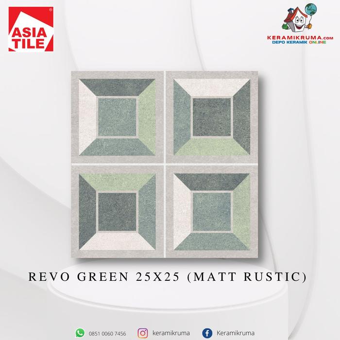 Jual Keramik Lantai Asia Tile 25x25 Revo Green Matt Rustic Kasar - Kota ...