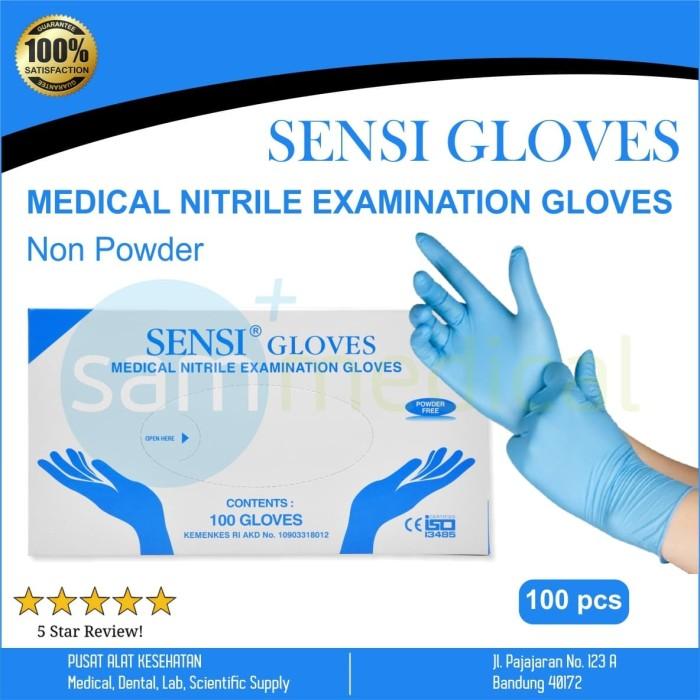 Jual SENSI Nitrile Sarung Tangan Non Powder Nitril Gloves ISI 100 ...