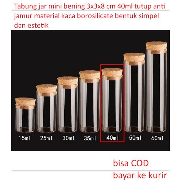 Jual Tabung Jar Mini Bening 3X3X8 Cm 40Ml Tutup Anti Jamur Material Kaca - Jakarta Pusat ...
