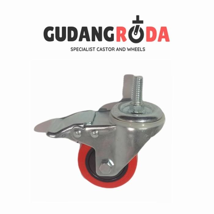 Jual Roda Troli / Trolley 3 Inch PU Merk HOD Screw Drat Hidup Rem - Kab ...