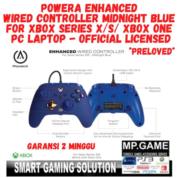 Jual PowerA Enhanced Wired Controller Midnight Blue Xbox Series X/S ...