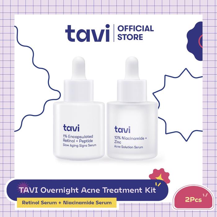 Promo TAVI Overnight Acne Treatment Kit: Retinol Serum + Niacinamide ...