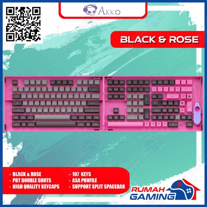 Jual KEYCAP - KEYCAPS - ASA -AKKO BLACK & ROSE -PBT KEYCAP SET -197 KEY ...