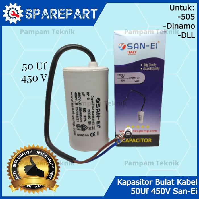 Jual KAPASITOR CAPASITOR 50uf Mikro 450V San-Ei KABEL BULAT Kondensor ...
