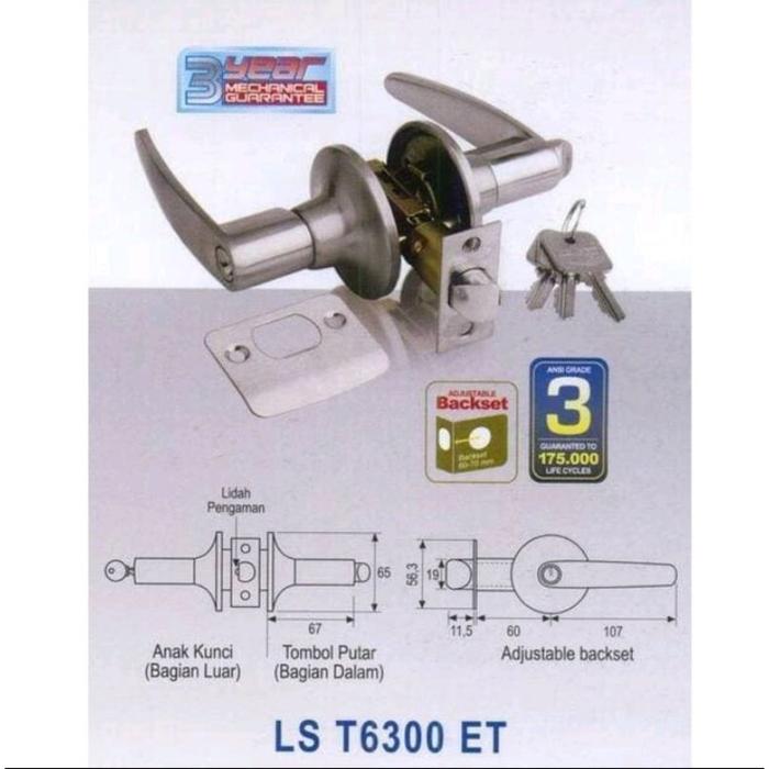 Jual Handle Pintu Dekson Dekkson LS T6200 ET T6300 SSS Lock Set Lever ...