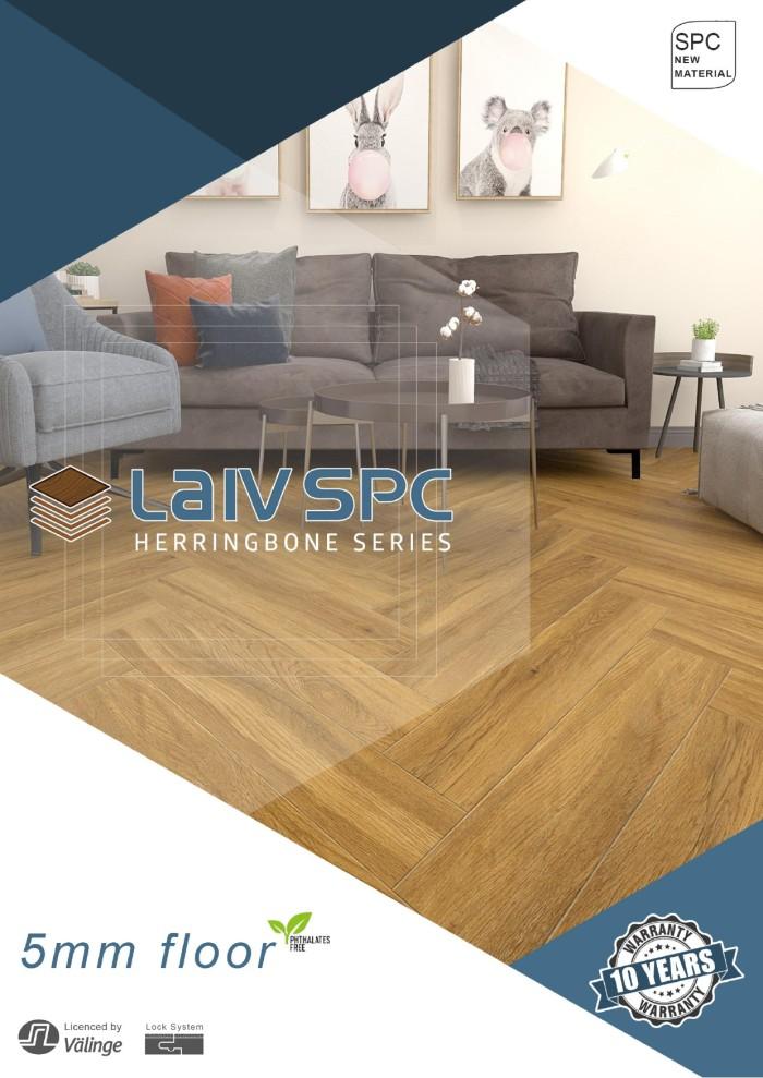 Jual SPC LAIV Herringbone 5mm Wood Series, Lantai SPC Herringbone ...