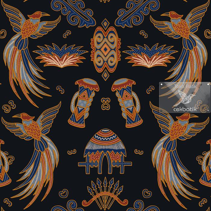 Jual kain batik - Kwalitas Expor Motif Batik Burung Papua V1 (Hitam ...