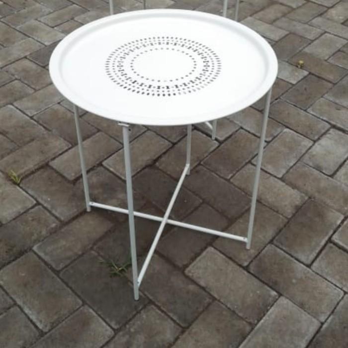 Jual Meja Teras Besi Bulat Coffe Table Tray Round Minimalis/Soleil ...