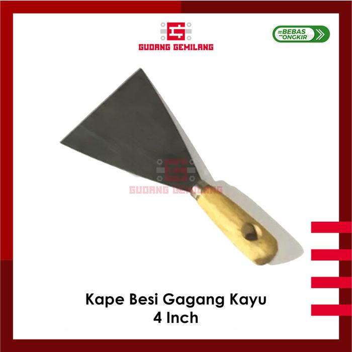 Jual Kape Plat Besi 4 Inch 4" Gagang Kayu Skrap Scraper Alat Plamir ...