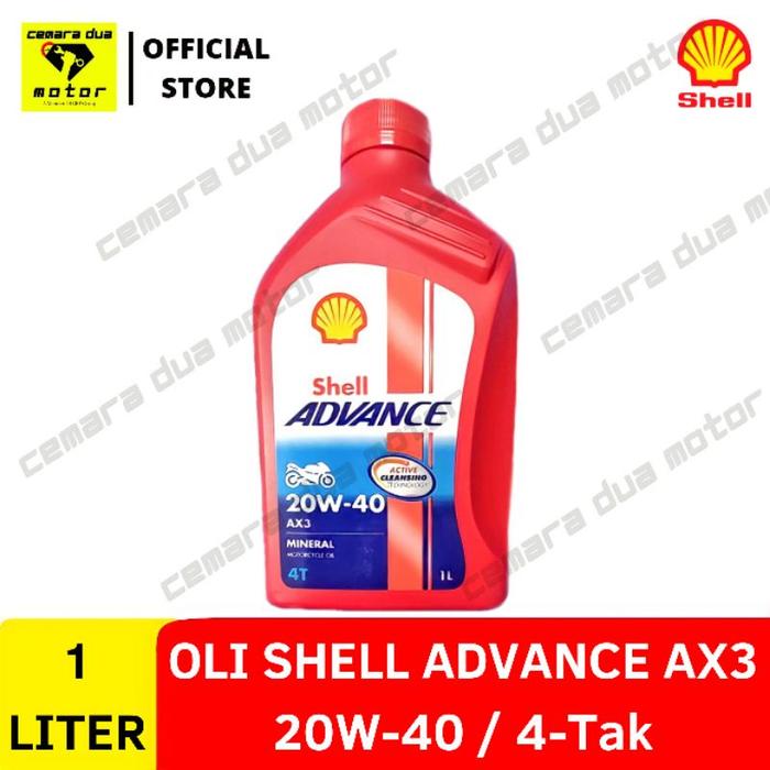 Jual OLI SHELL ADVANCE AX3 20W-40 1 LITER WARNA MERAH RED MOTOR TUA ...