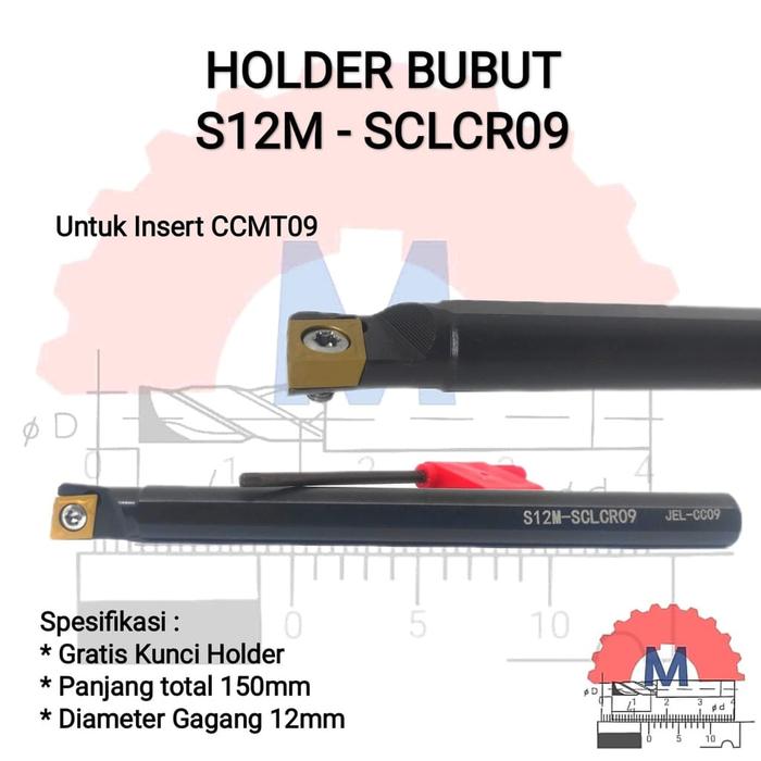 Promo Holder Bubut Dalam S12M SCLCR 09 insert CCMT09 holder boring ...