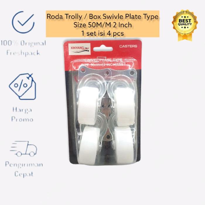 Jual RODA NYLON CASTER 2" INCH HIDUP PER SET ISI 4 PCS RODA TROLLY RODA ...