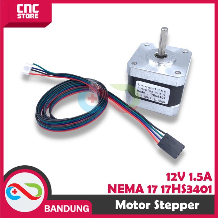 Jual NEMA 17 17HS3401 STEPPER MOTOR 42-34MM 12V 1.3A PLUS KABEL - Kota Bandung - CNC STORE ...