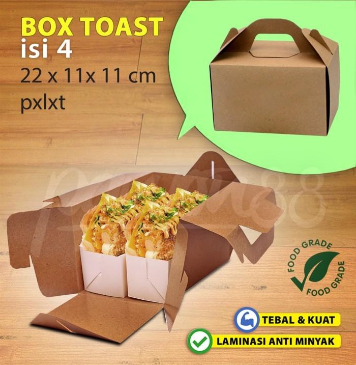 Jual Kotak Box Dus Take Away Toast Roti Bakar | KRAFT COKLAT - ISI 4 ...