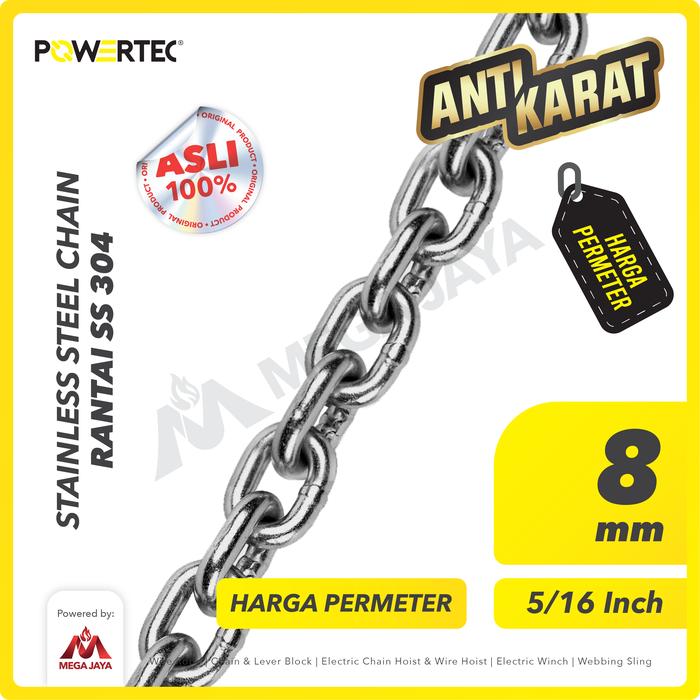 Promo Rantai SS 304 8mm Stainless Steel Chain POWERTEC - Meteran ...