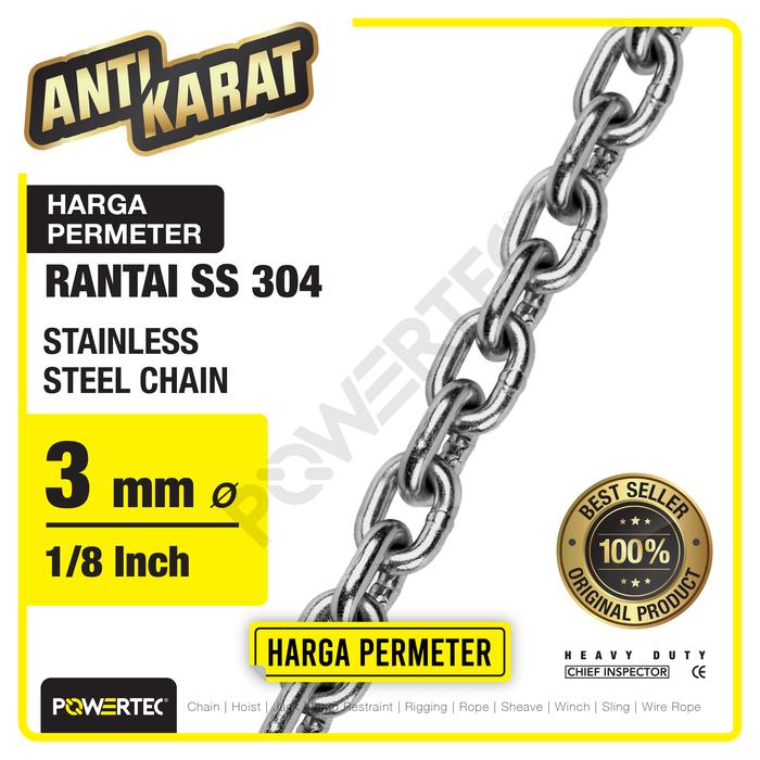 Jual Rantai SS 304 3mm Stainless Steel Chain POWERTEC - Meteran ...