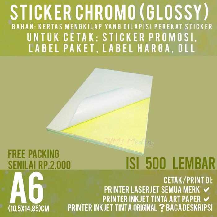 Jual 500 lembar Sticker Chromo A6 / Kertas Stiker Glossy Mengkilap A6 1 ...