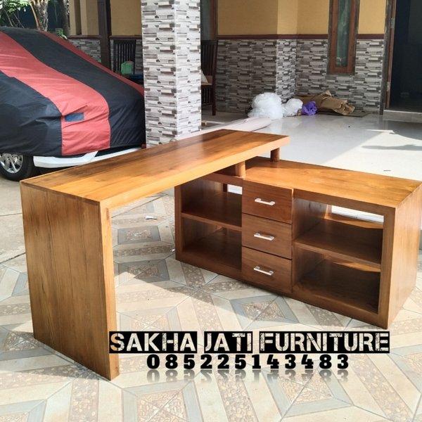 Jual meja kantor meja kerja sudut meja karyawan kayu jati leter L - Kab ...
