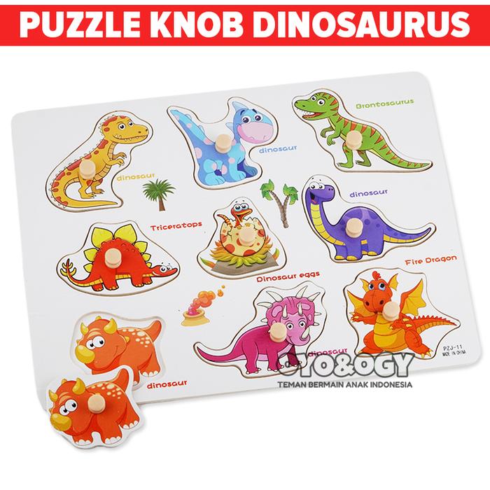 Jual Mainan Kayu Edukasi Puzzle Hewan Dinosaurus Dino Wooden Toys Pin ...