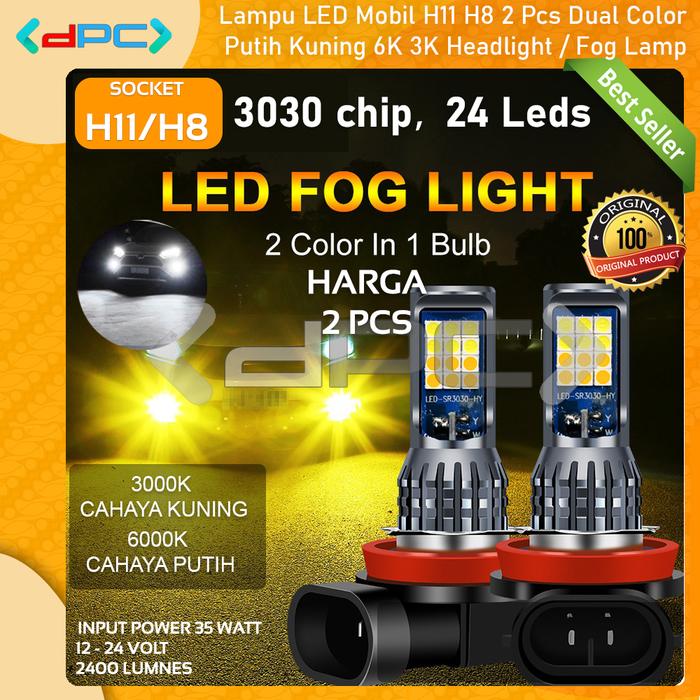 Jual Lampu Mobil LED 24smd H11 H8 2 Pcs Dual Color Putih Kuning Fog Lamp - Jakarta Barat - dPC ...