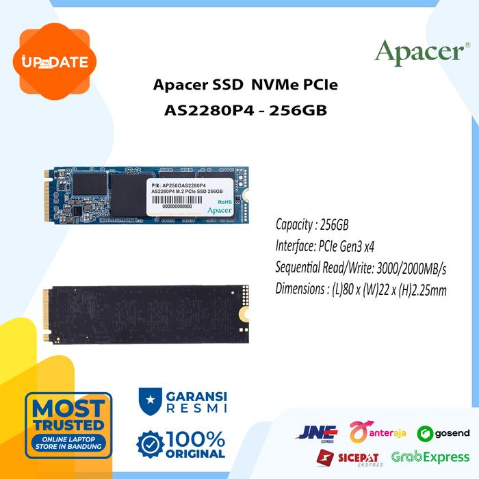 Jual Apacer SSD M.2 NVMe PCIe Gen 3x4 AS2280P4 256GB - Kota Bandung ...