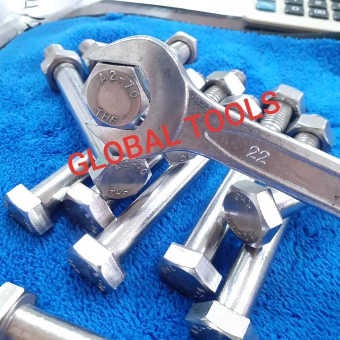 Jual baut mur m14 x 120 stainless 304 baut ss kunci 22 x 120 baut m14 ...