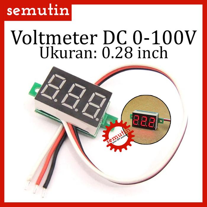 Jual Digital Voltmeter DC 0-100V Mini 0.28 inch / Volt Meter Detector ...